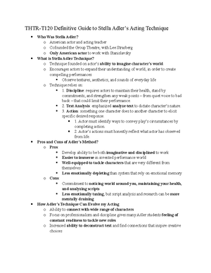 THTR-T120 Black Acting Methods - They have devised socially relevant ...