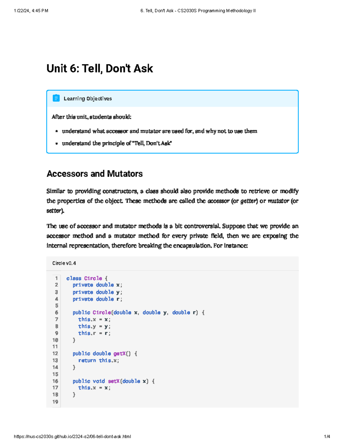 Unit 6 Tell, Don't Ask - Lecture notes - Unit 6: Tell, Don't Ask After ...