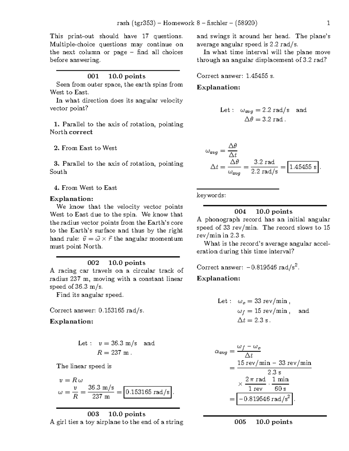 Seminar Assignments Homework Assignment 8 Questions Answers A This Print Out Should
