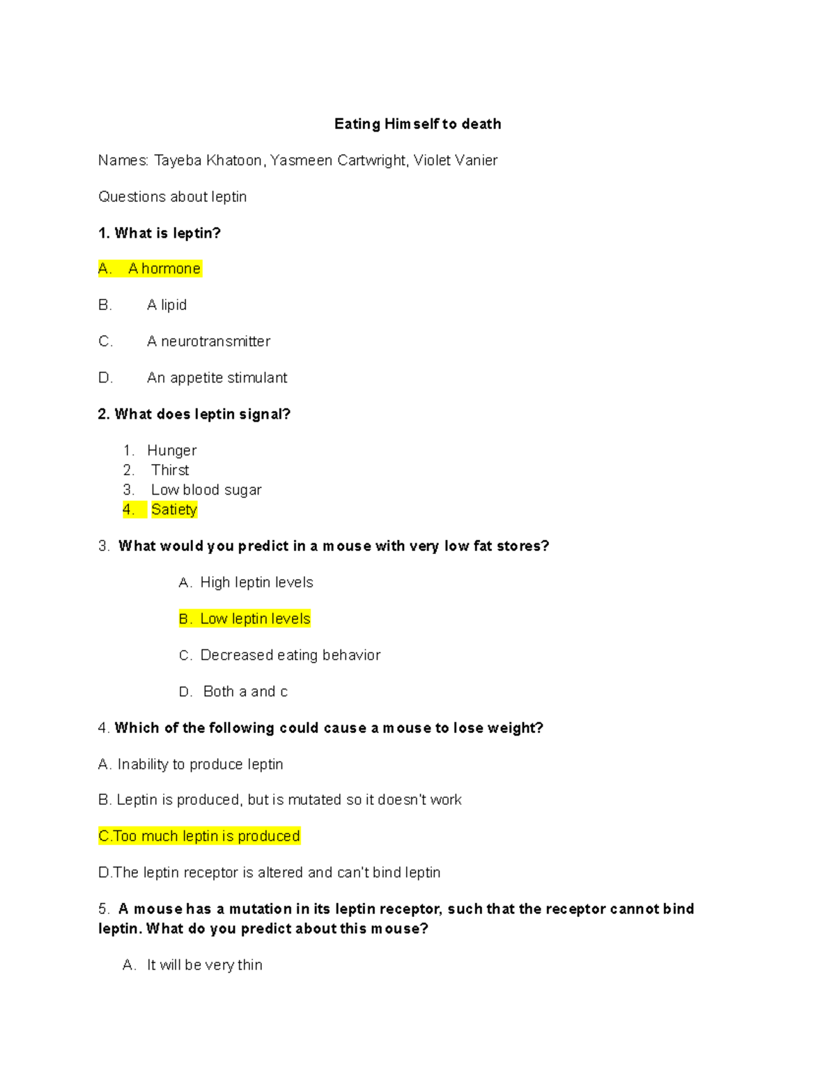 Bio - Bio - Eating Himself to death Names: Tayeba Khatoon, Yasmeen ...