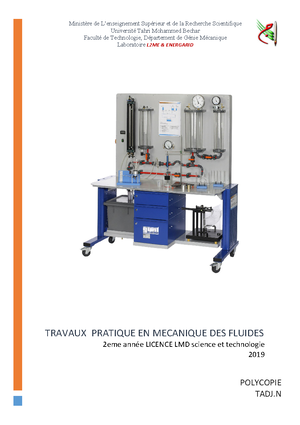 TP 03 - MDF - Pertes de charge - TP: MECANIQUE DES FLUIDES COMPTE RENDU ...