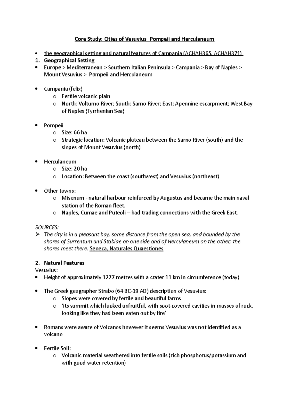 1. Study notes Geography - Core Study: Cities of Vesuvius Pompeii and ...