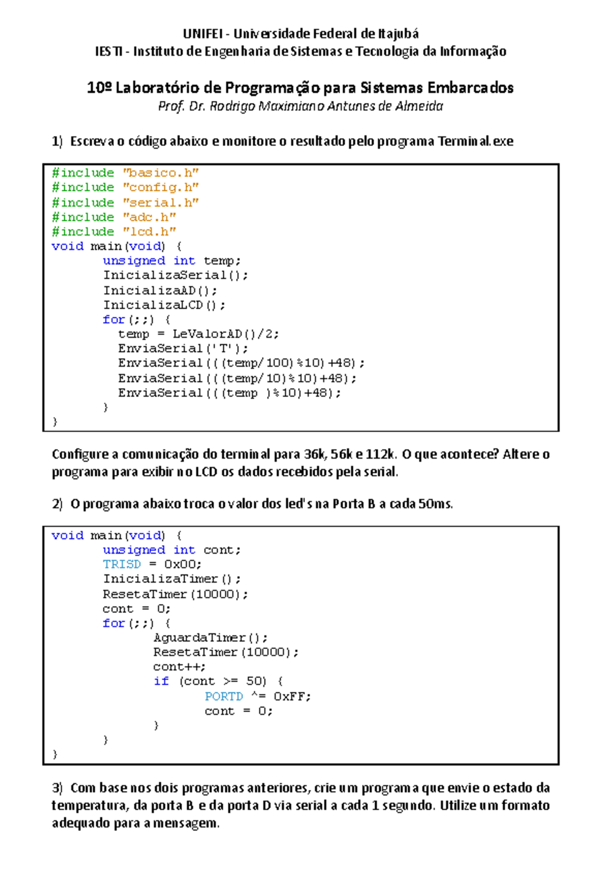 Lab10 - Laboratório e Listas de Programação Embarcada - UNIFEI ...