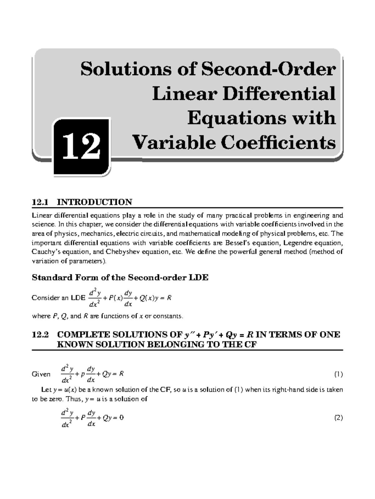 L3-Linear ODEs of Second Order with Variable Coefficients - - Studocu