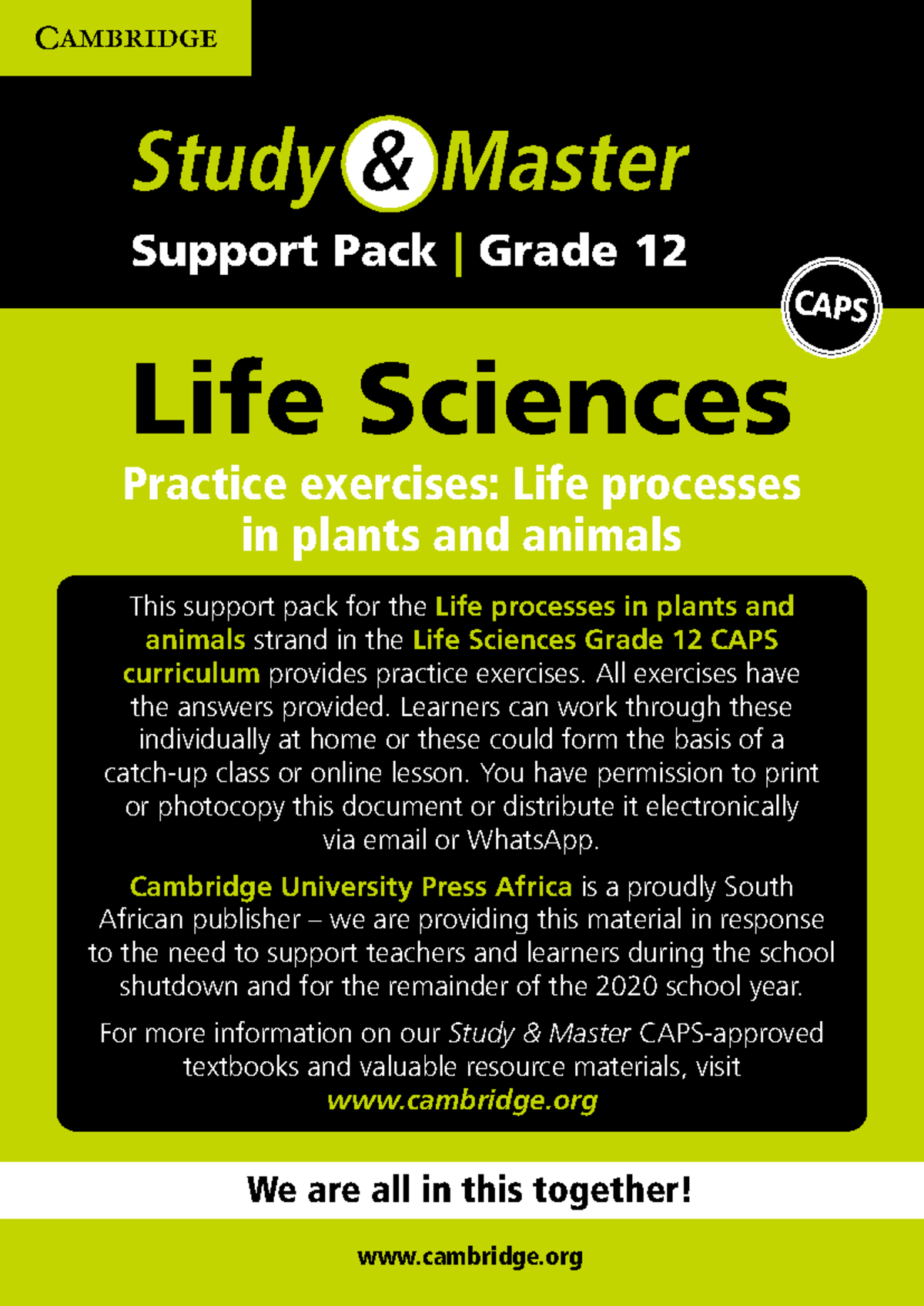 Study M Life Scie Gr12 Prac exercises Life processes - CAPS Life ...