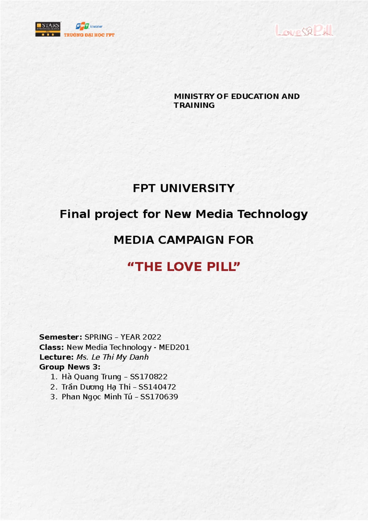 Group NEWS 3 - Final Project Report - MINISTRY OF EDUCATION AND ...