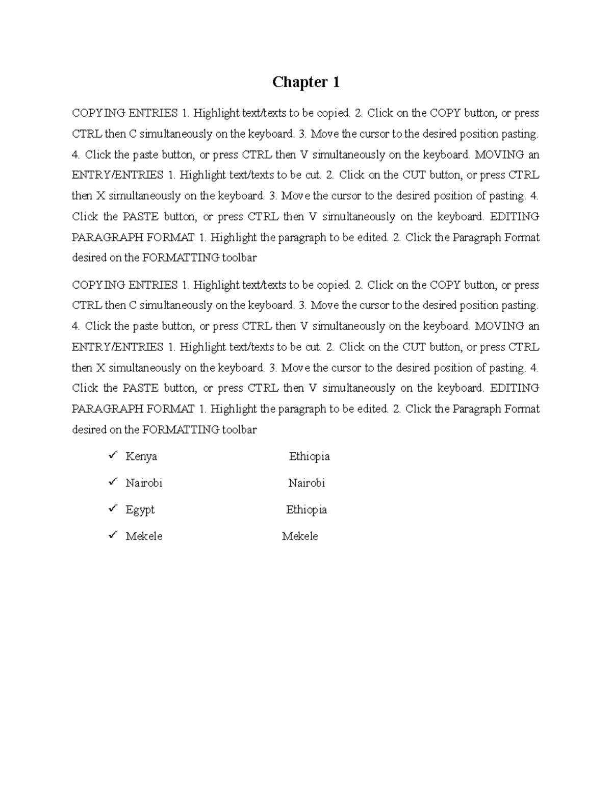 Coop - computer - Chapter 1 COPYING ENTRIES 1. Highlight text/texts to be copied. 2. Click on ...