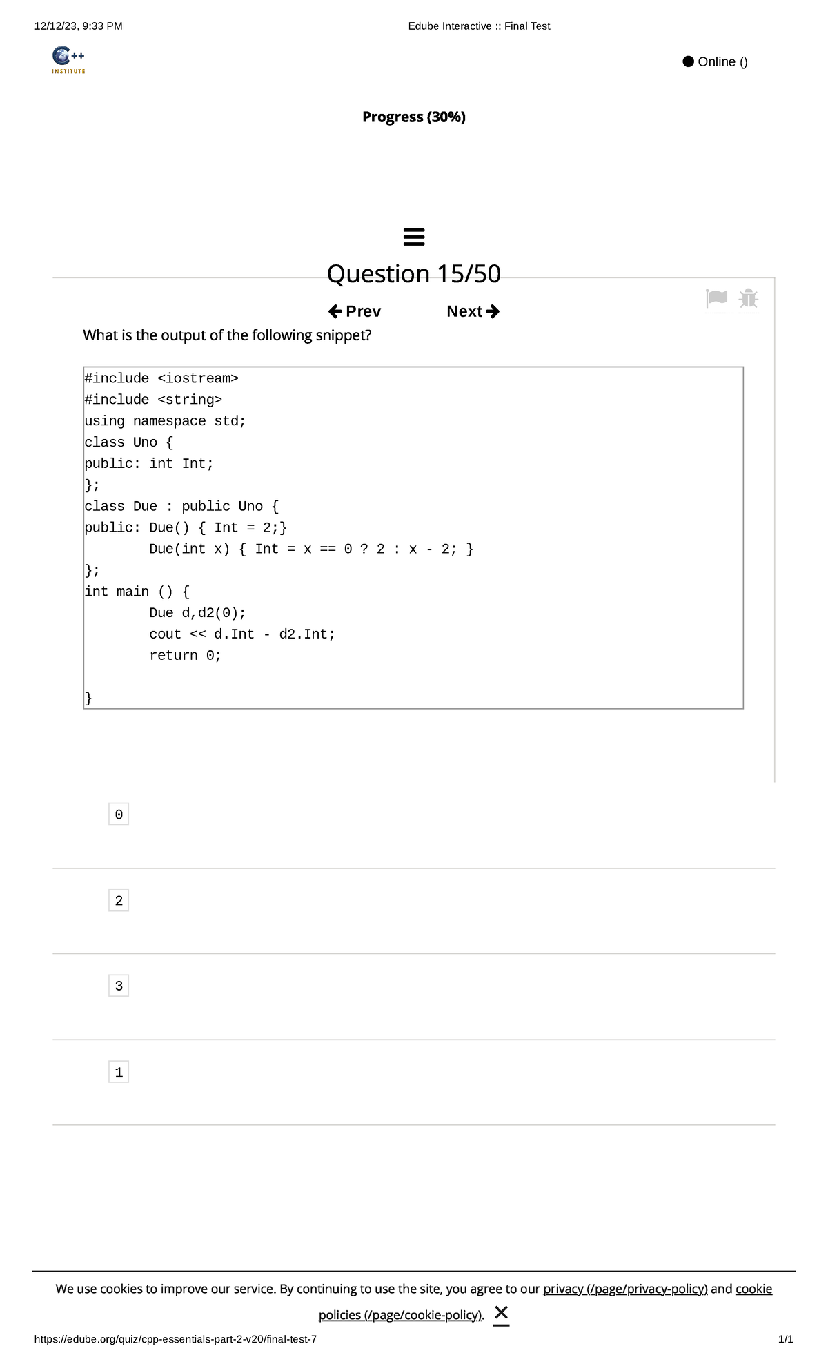 F15 - 12/12/23, 9:33 PM Edube Interactive :: Final Test - Studocu