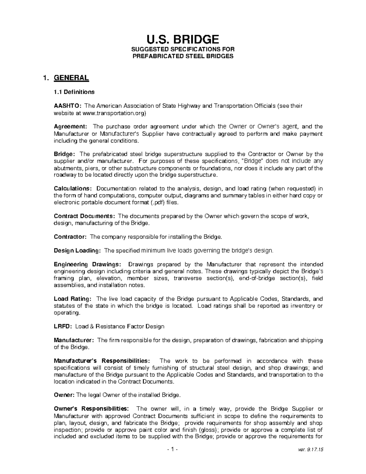 Puente warrren especificaciones - U. BRIDGE SUGGESTED SPECIFICATIONS ...