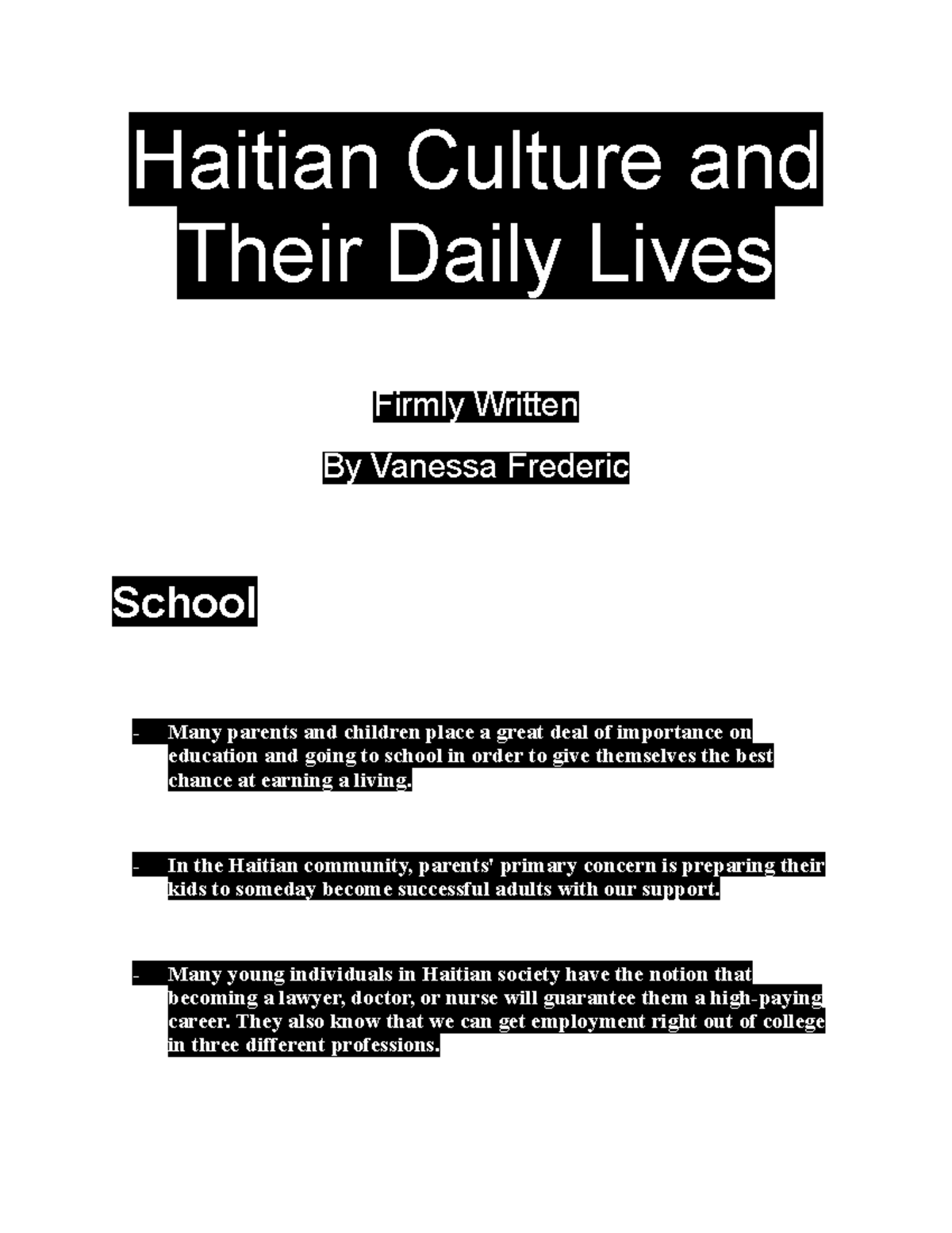 Haitian Culture and Their Daily Lives - Haitian Culture and Their Daily ...