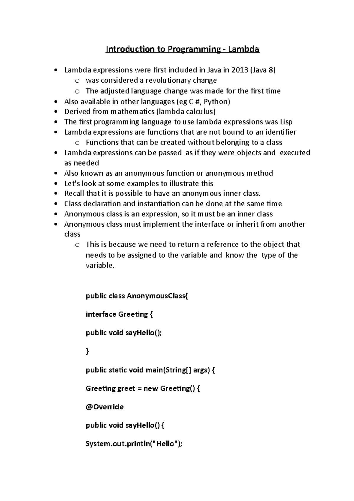 Introduction To Programming Lambda Introduction To Programming