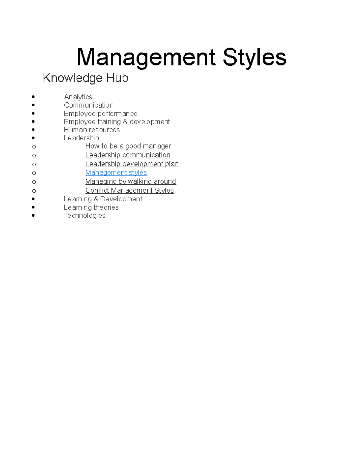 Management Styles - vvbbb - Management Styles Knowledge Hub Analytics ...