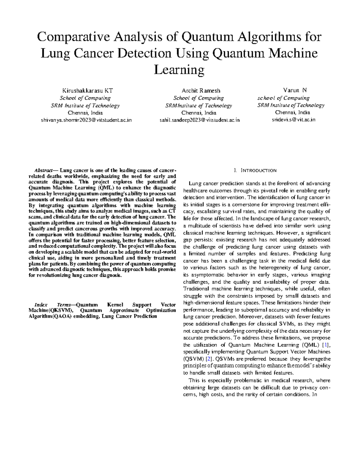 IEEE - Case study - Comparative Analysis of Quantum Algorithms for Lung Cancer Detection Using ...