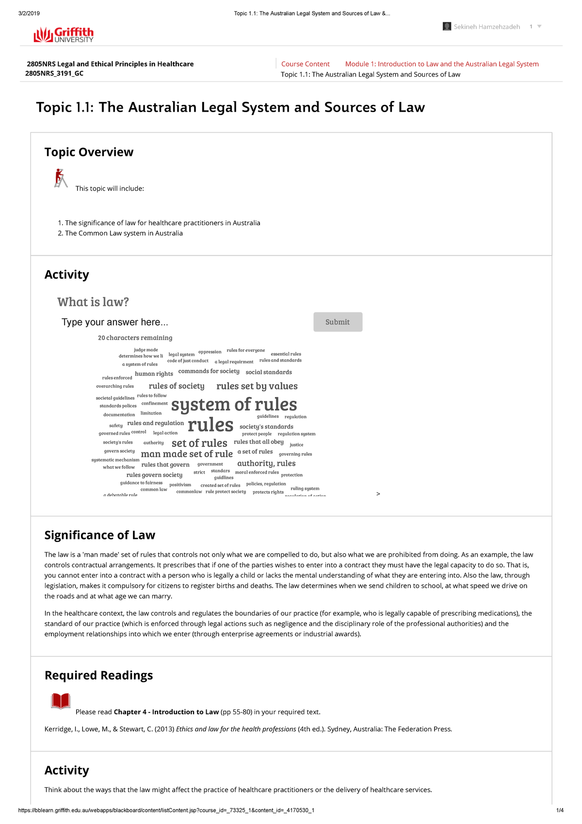 Topic 1.1 The Australian Legal System and Sources of Law & - 3/2/2019 ...