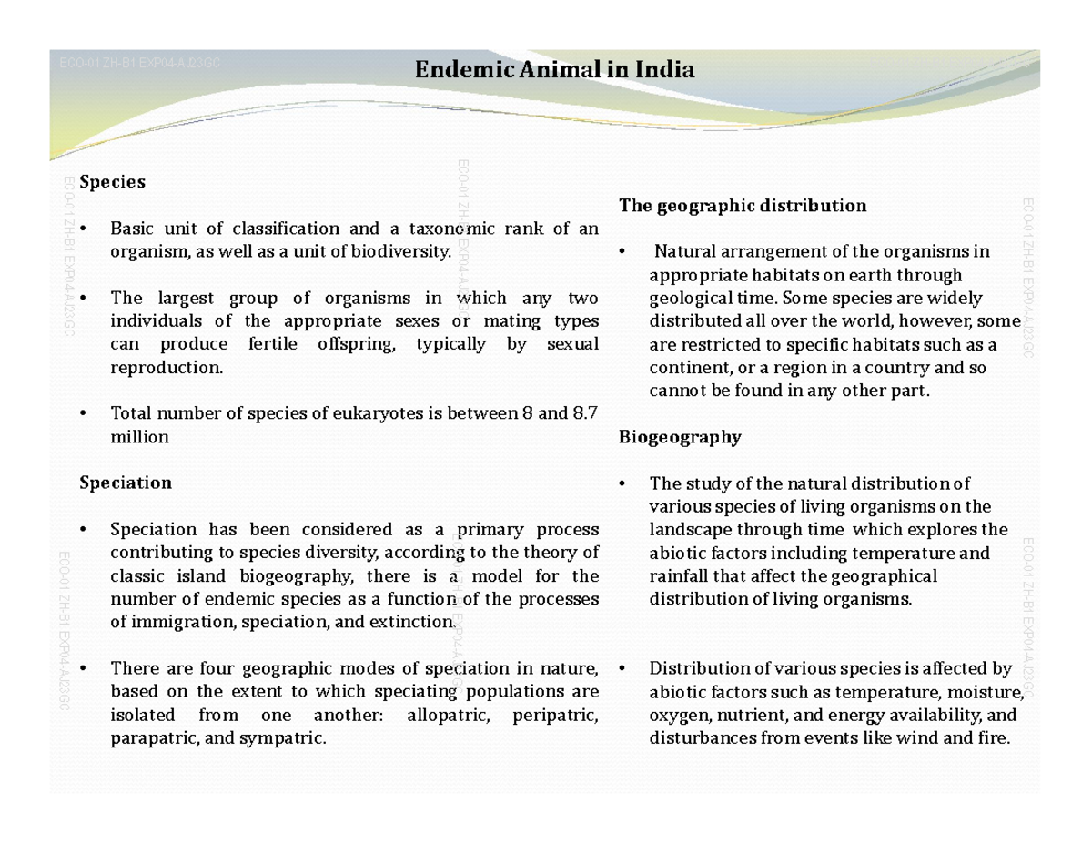 Endemism - Endemic animals - Endemic Animal in India Species • Basic ...