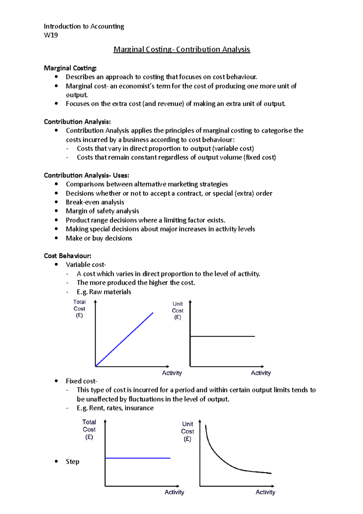 Introduction to Accounting W19 Marginal Contribution Analysis - Studocu