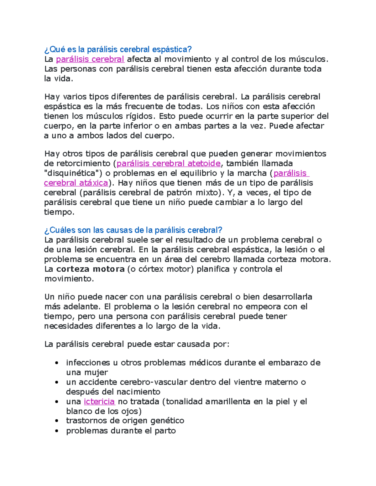 Daño cerebral - ¿Qué es la parálisis cerebral espástica? La parálisis ...