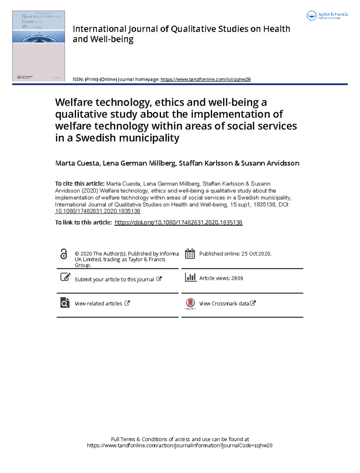 Welfare technology ethics and well being a qualitative study about the ...