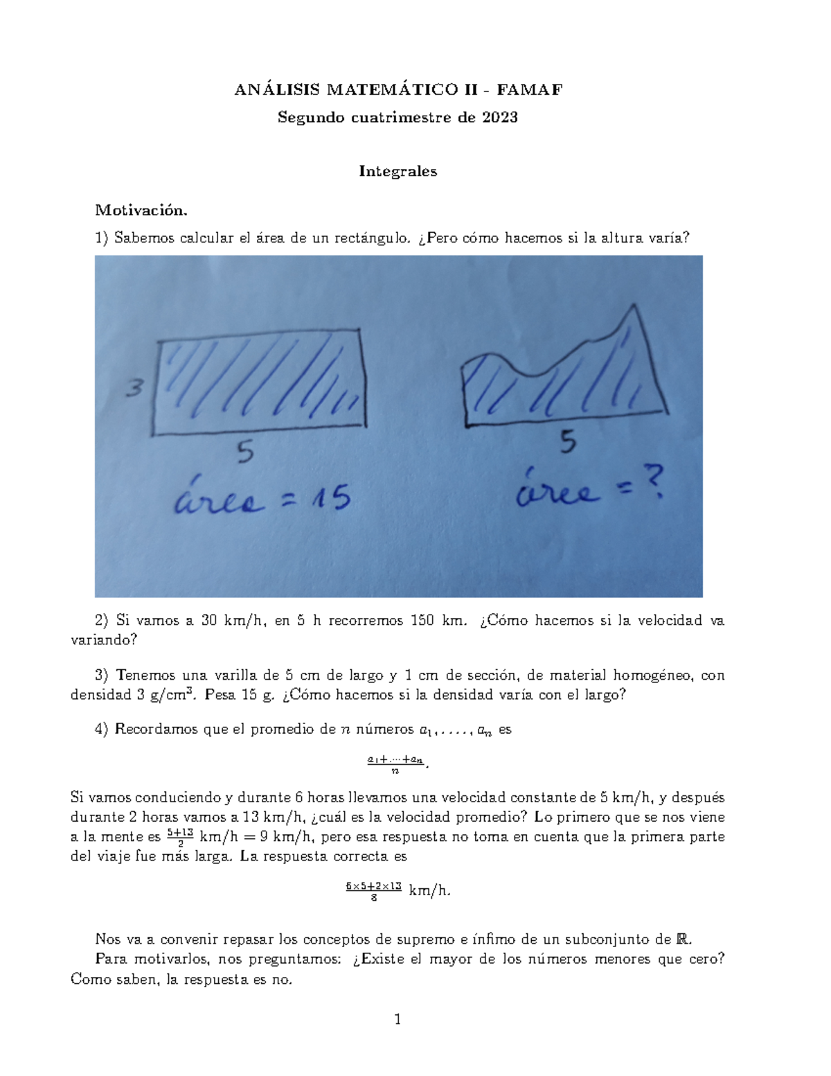 Analisis 2 - ... - AN ́ALISIS MATEM ́ATICO II - FAMAF Segundo cuatrimestre de 2023 Integrales ...