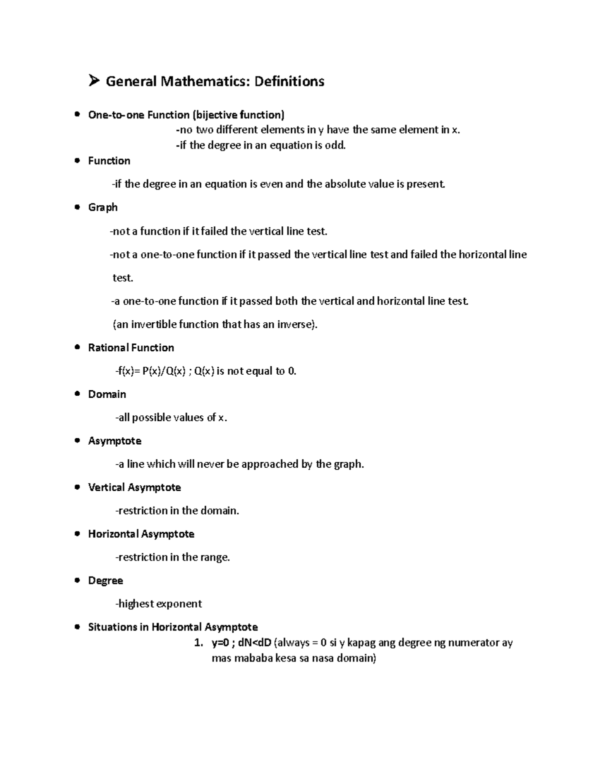 Gen-math-reviewer - Reviewer - General Mathematics: Definitions One-to ...