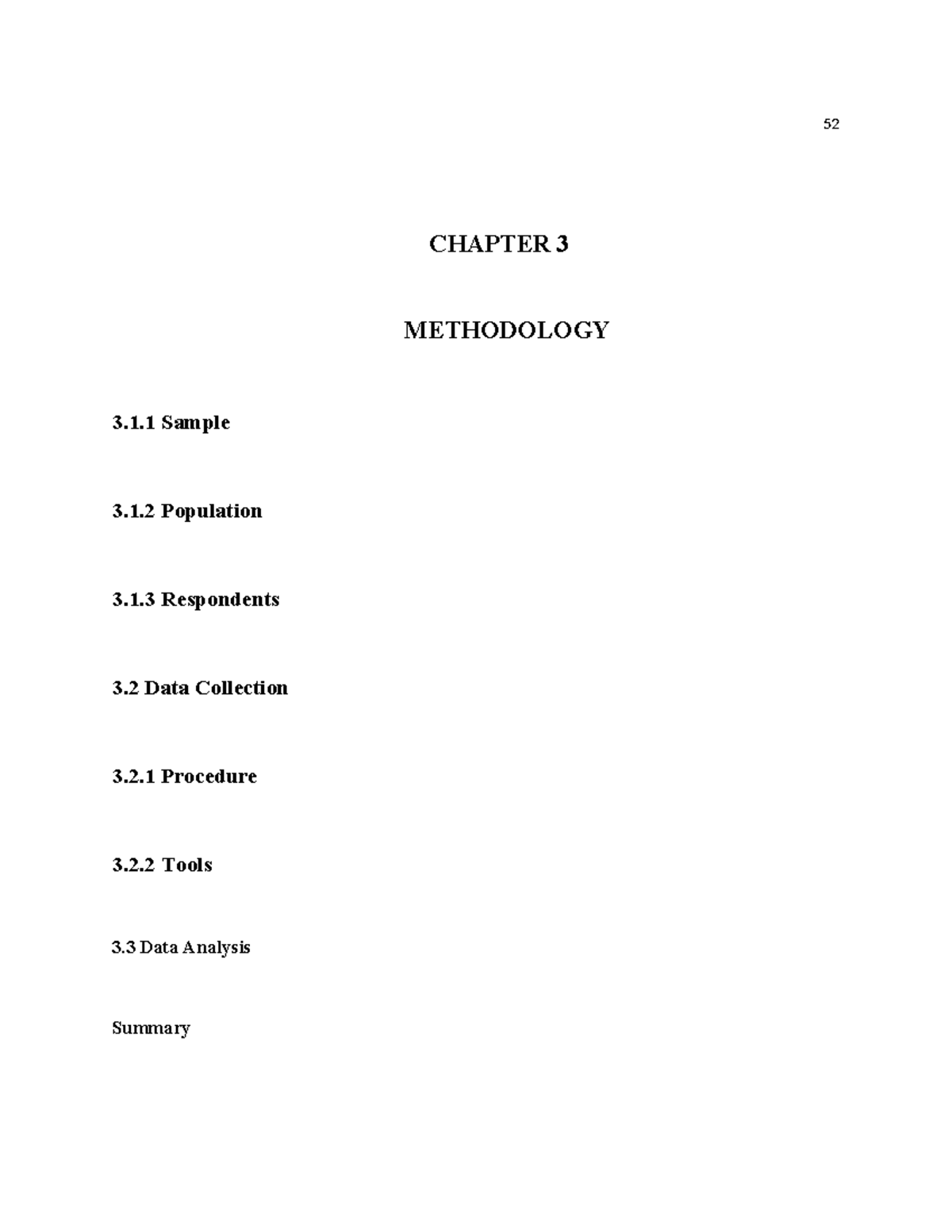 Chapter 3 - RESEARCH - CHAPTER 3 METHODOLOGY 3.1 Sample 3.1 Population ...