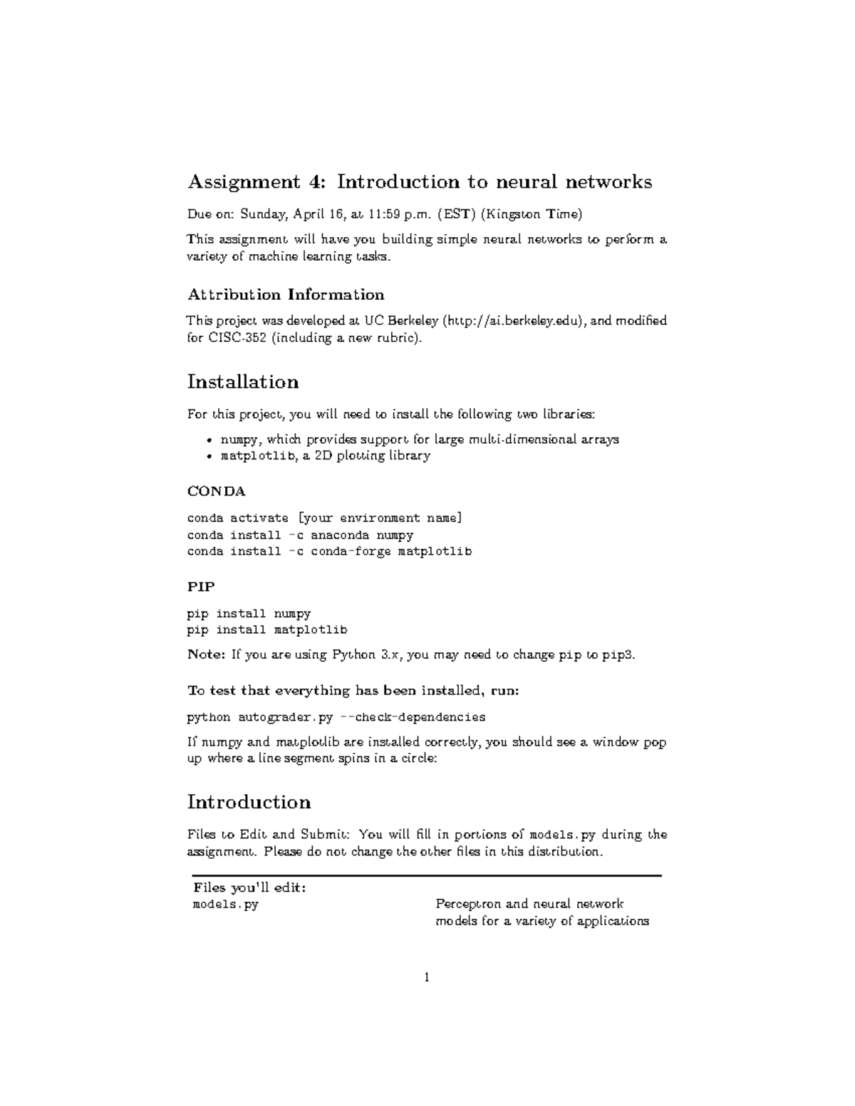 A4 Ai Assignment 4 On Neural Networks Assignment 4 Introduction To