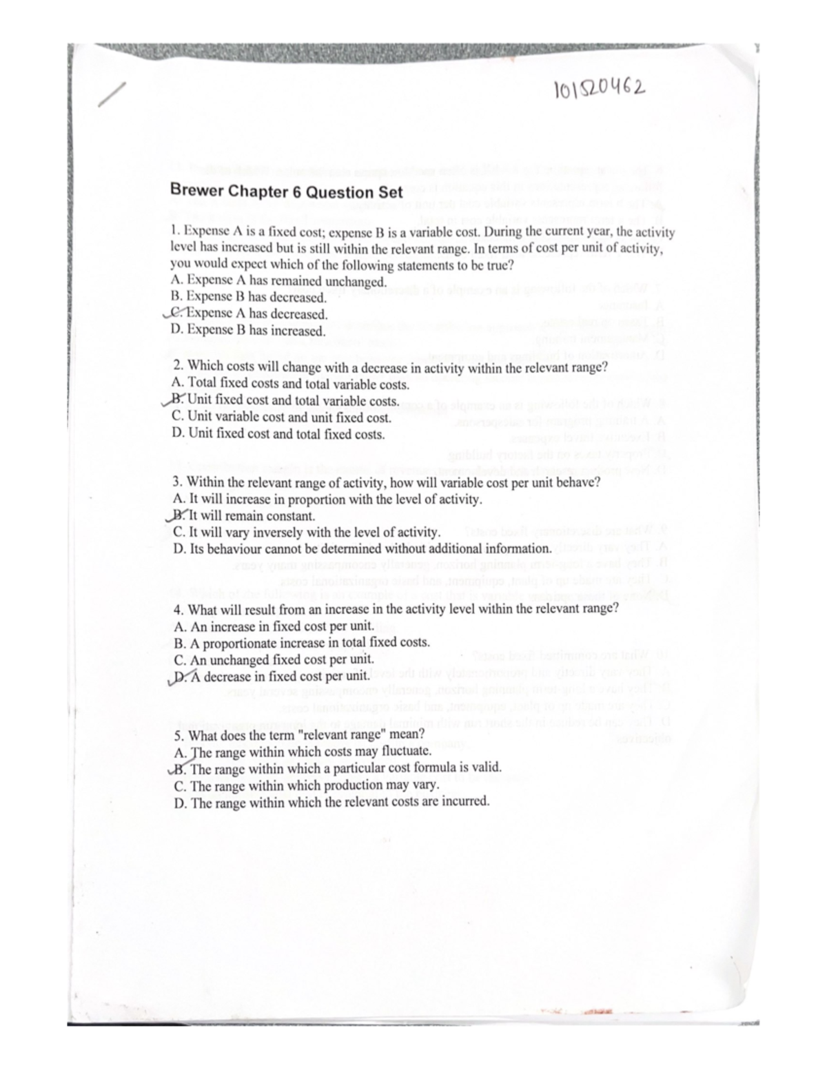 Brewer Chapter 6 Question Set - ACCT 2031 - Studocu