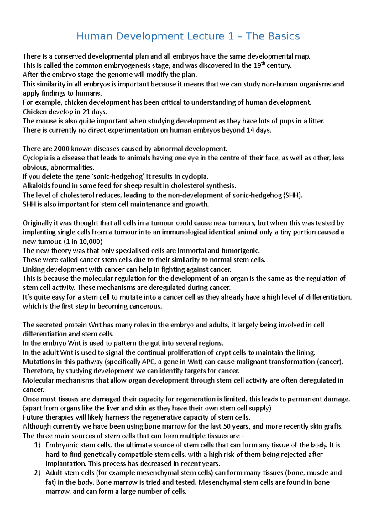 Human Development, Organogenesis and Anatomy Lecture 1 - Human ...