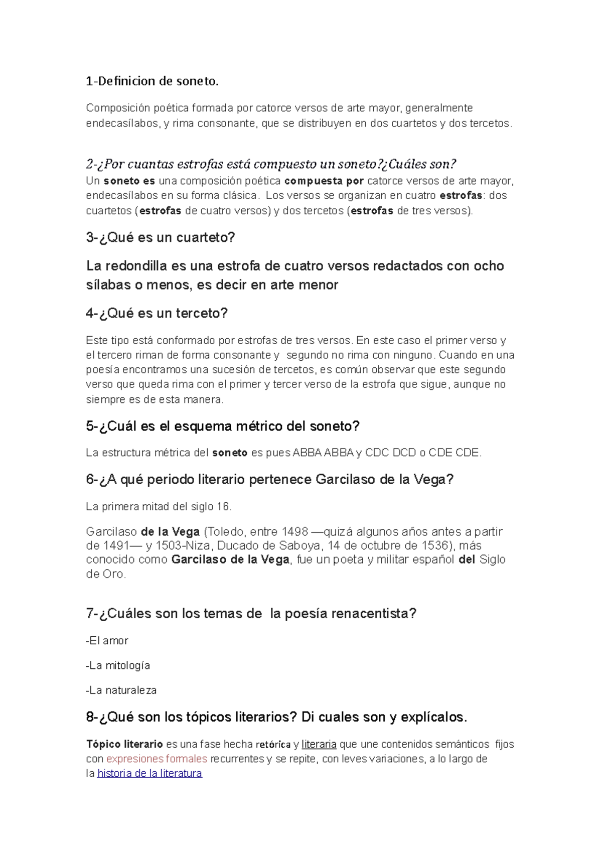 Catellano 2 - muy chulo - 1-Definicion de soneto. Composición poética ...