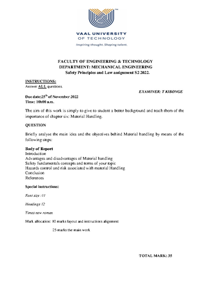 VUT - Safety Principles and Law 1 - Studocu