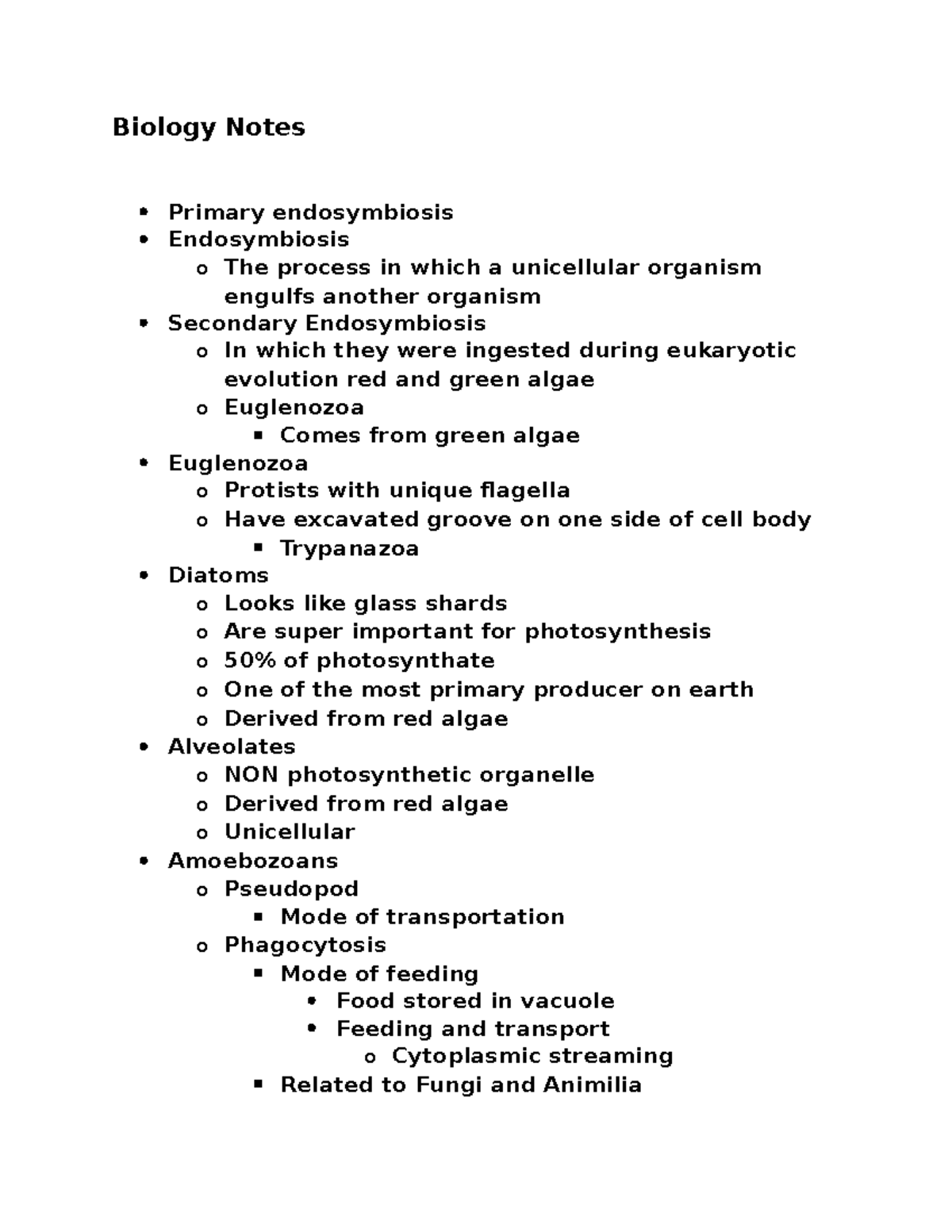 Biology Notes 10-11-13 - Biology Notes Primary endosymbiosis ...