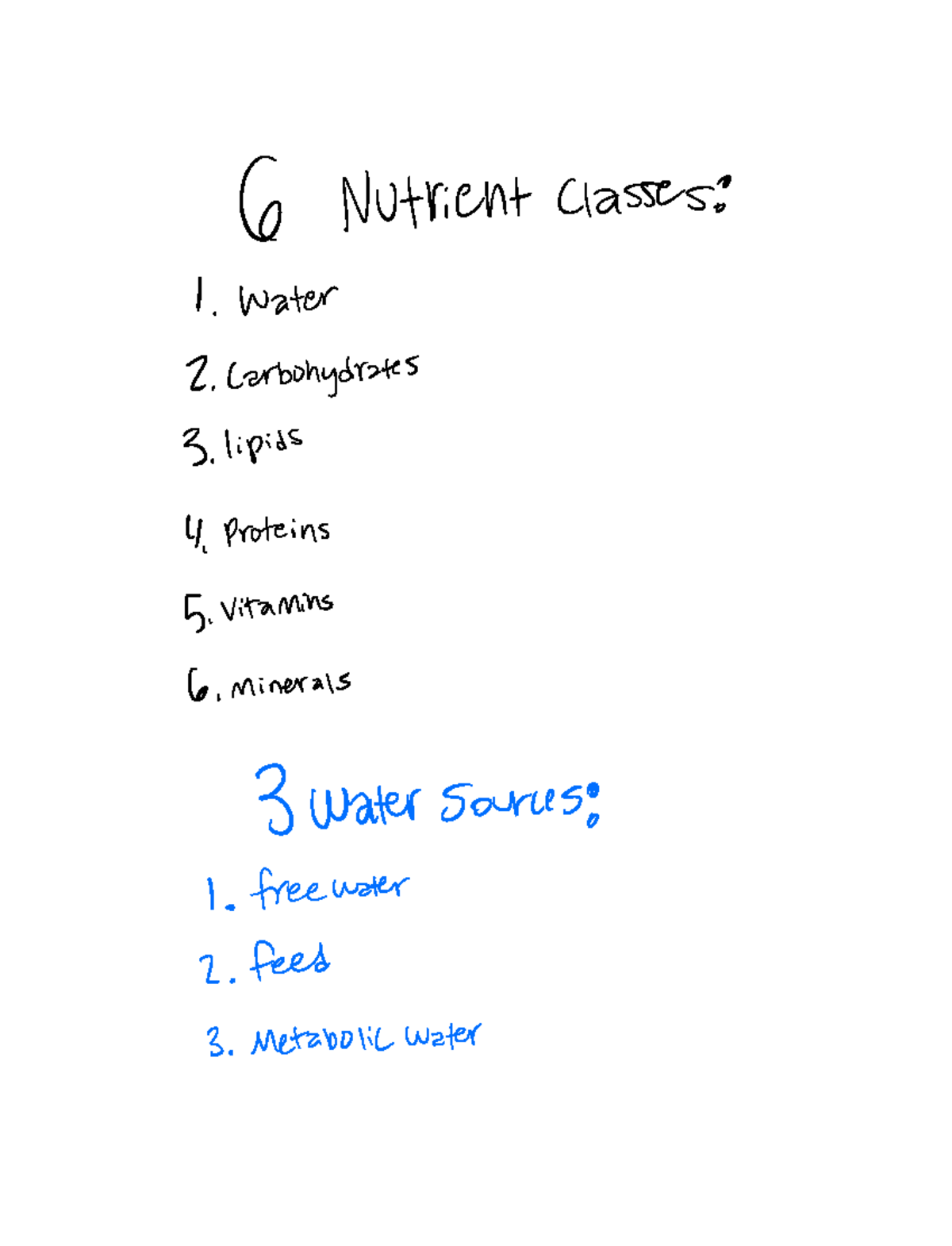 Summary of Animal Nutrition - 6 Nutrient classes 1 Water 2 ...