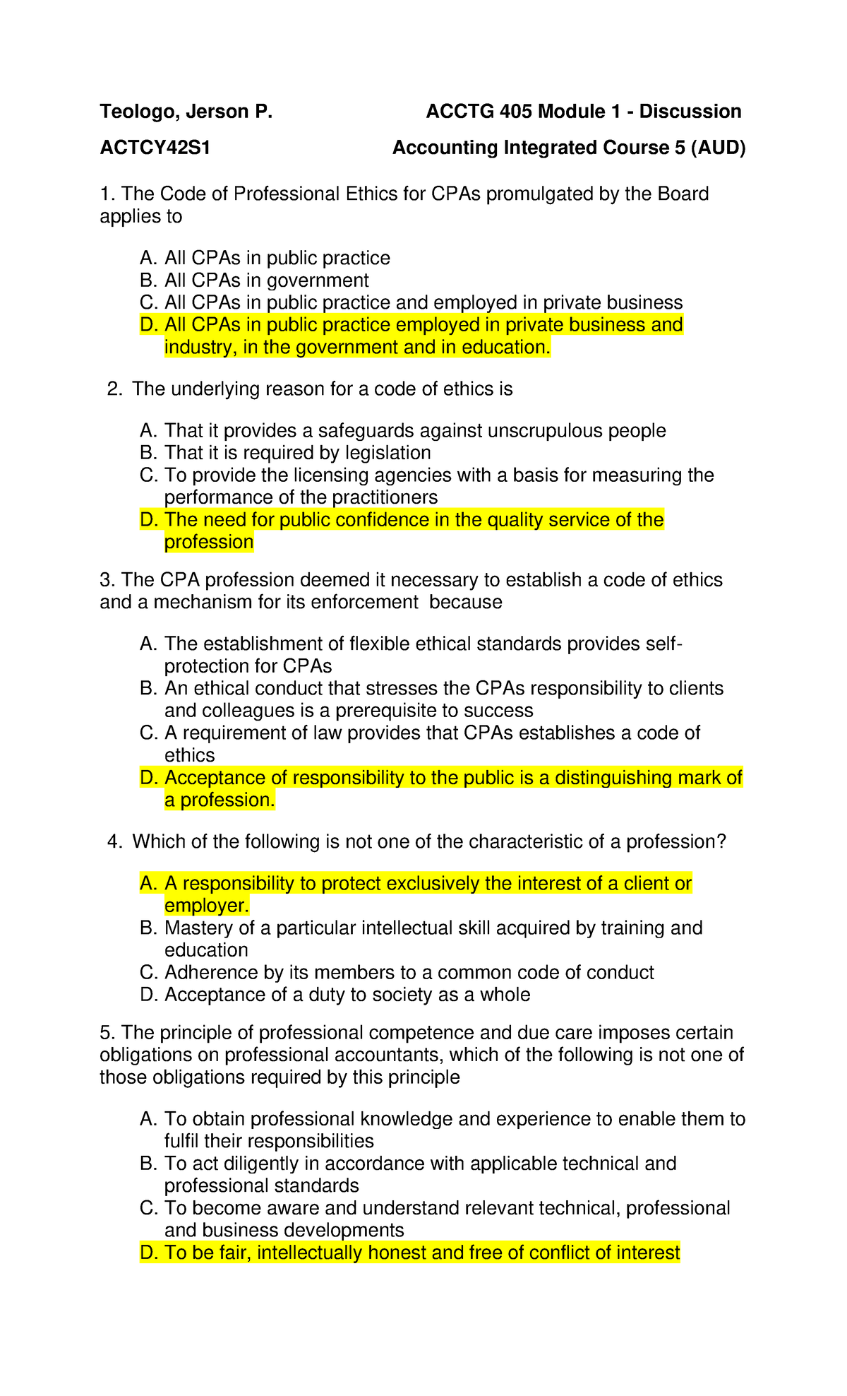 Teologo - Module 1- Discussion - Teologo, Jerson P. ACCTG 405 Module 1 ...