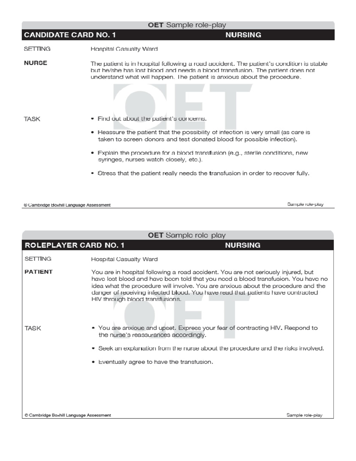 Roleplay cards - STUDY GUIDE PRACTICE - Nursing - Studocu