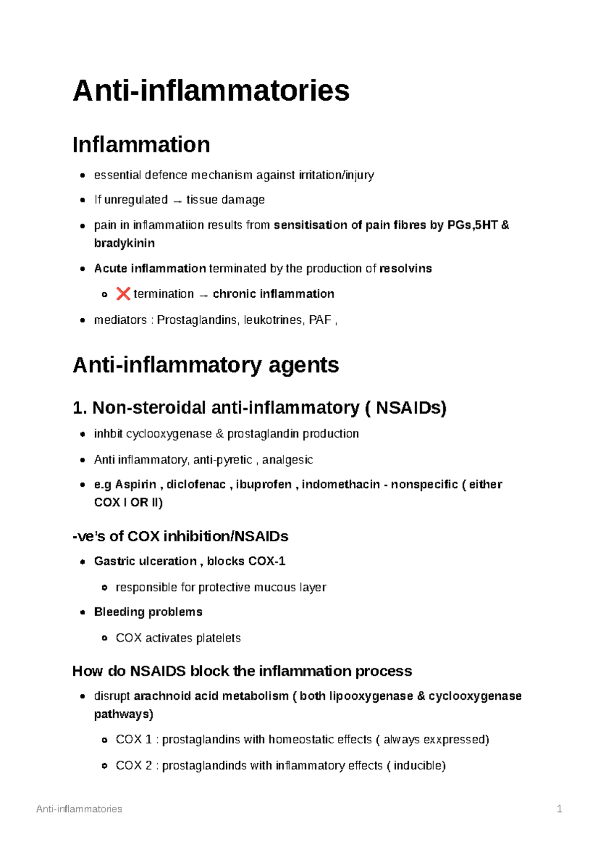 Anti-inflammatories - Immunopharmacology notes on anti inflammatory ...