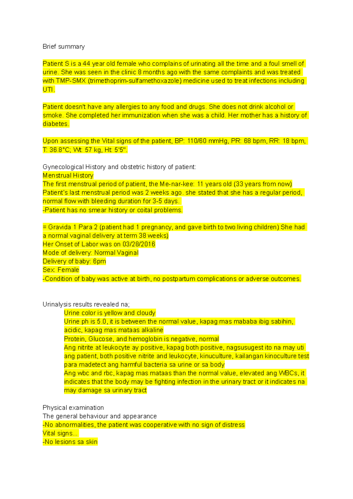 Brief Summary Medical Surgical Nursing Notes Brief Summary Patient S