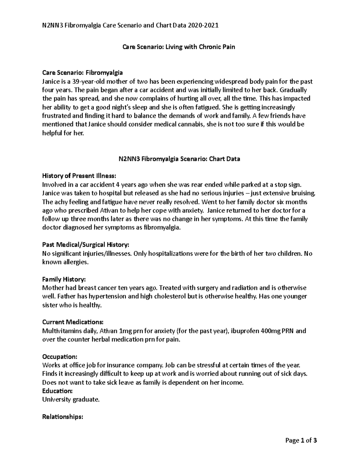 Fibromyalgia Care Scenario and Chart Data 2020-2021 - The pain began ...