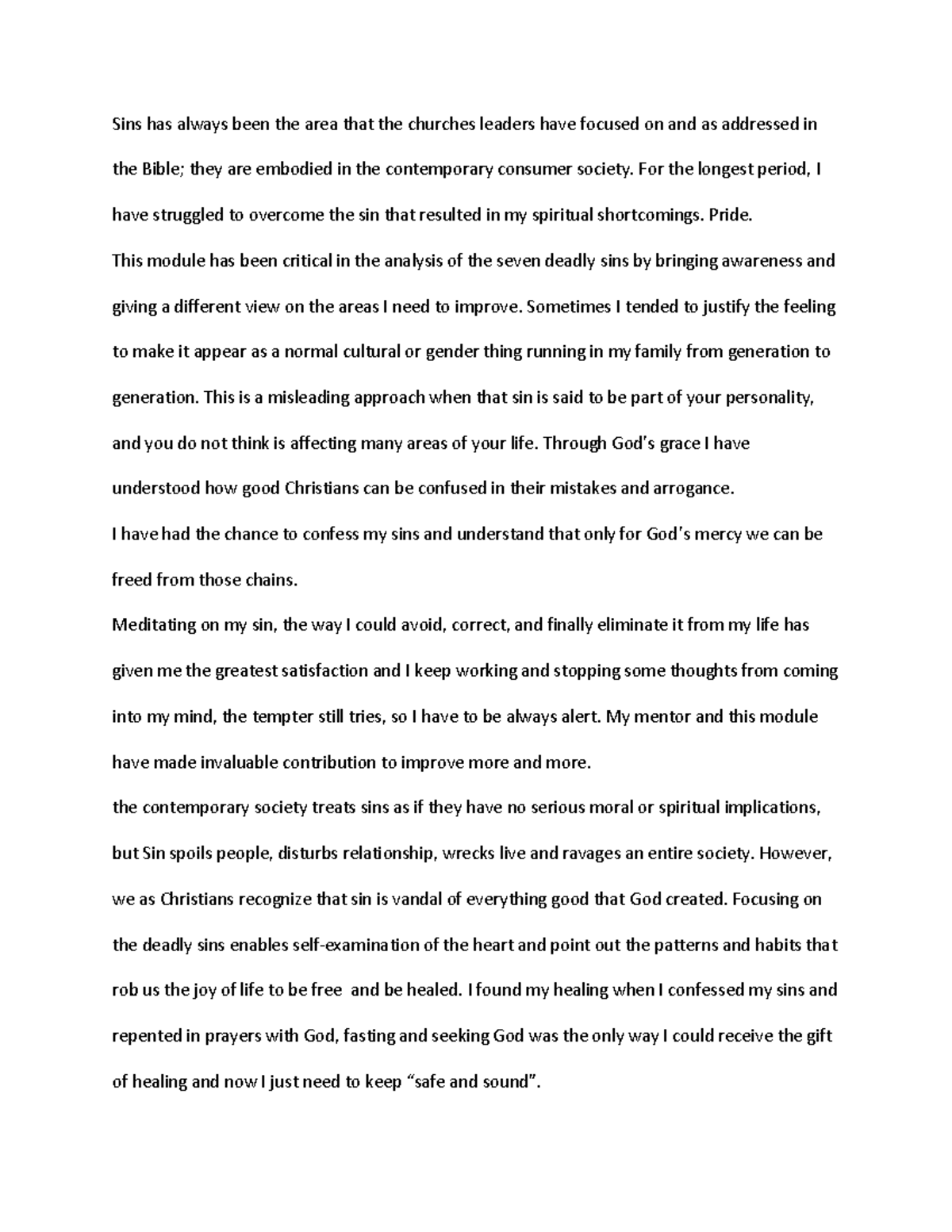 Integrity reflection - reflecting about your sins - Sins has always ...