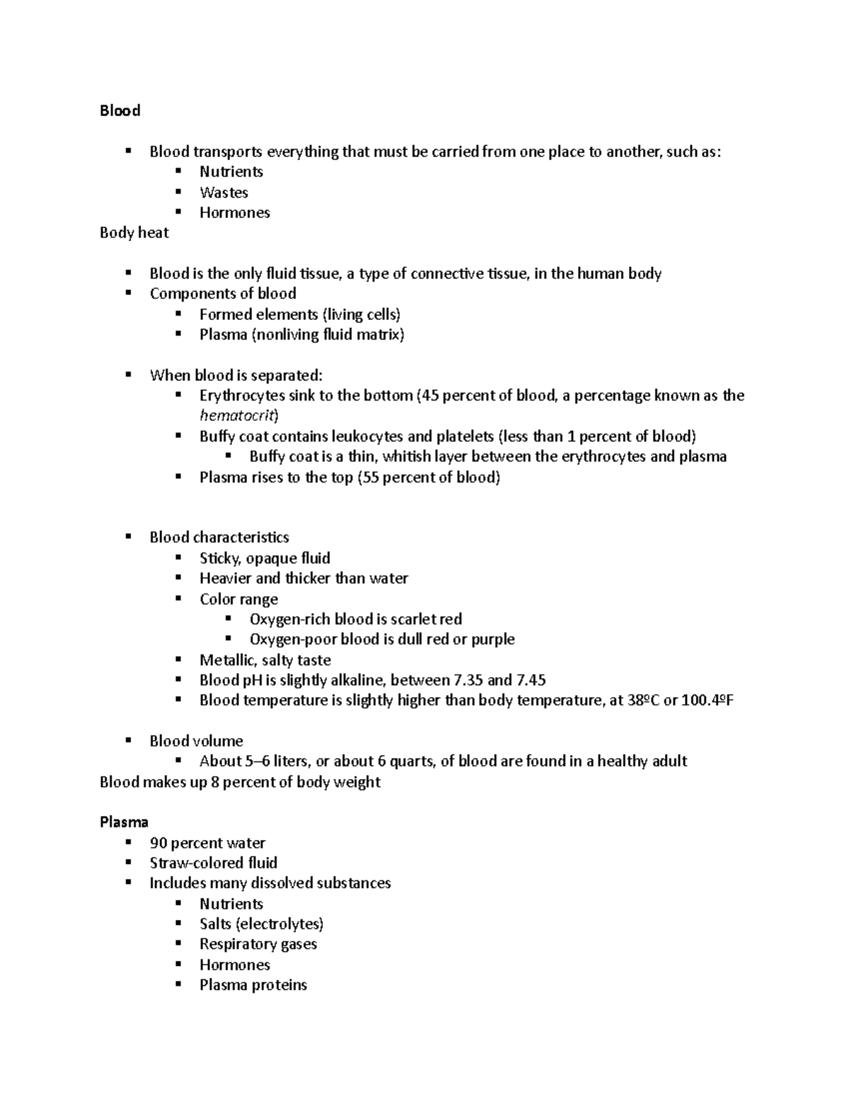 Blood - § Blood temperature is slightly higher than body temperature ...