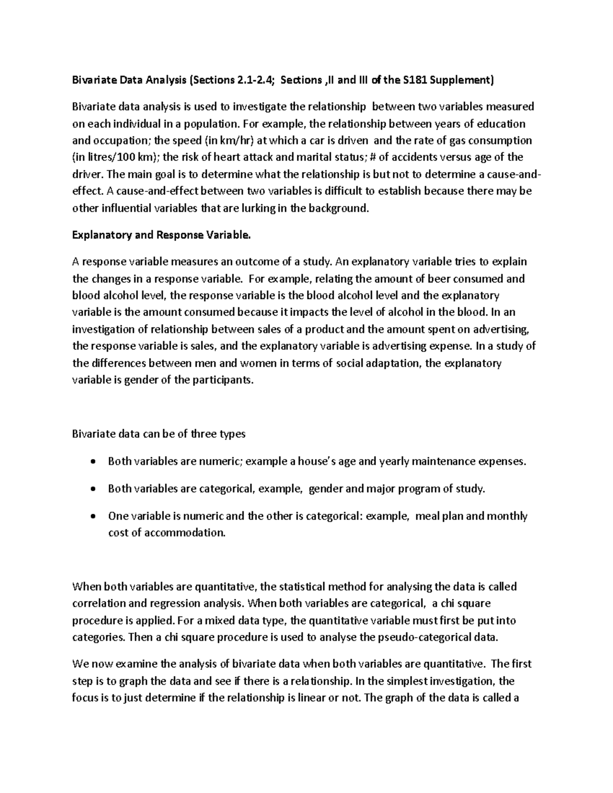 Chapter 2 in class notes - Bivariate Data Analysis (Sections 2.1-2 ...