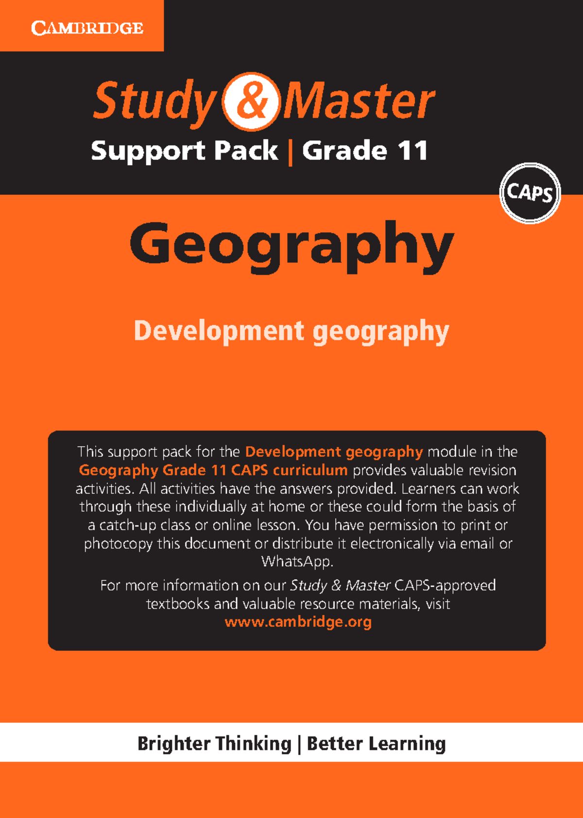 GEO 11 Support Pack for Development geography - This support pack for ...