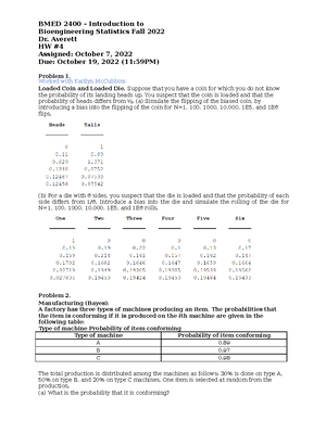 Homework 3 - Solution - Homework # 3 Solutions Problem 1. We assume that the coin tosses are ...