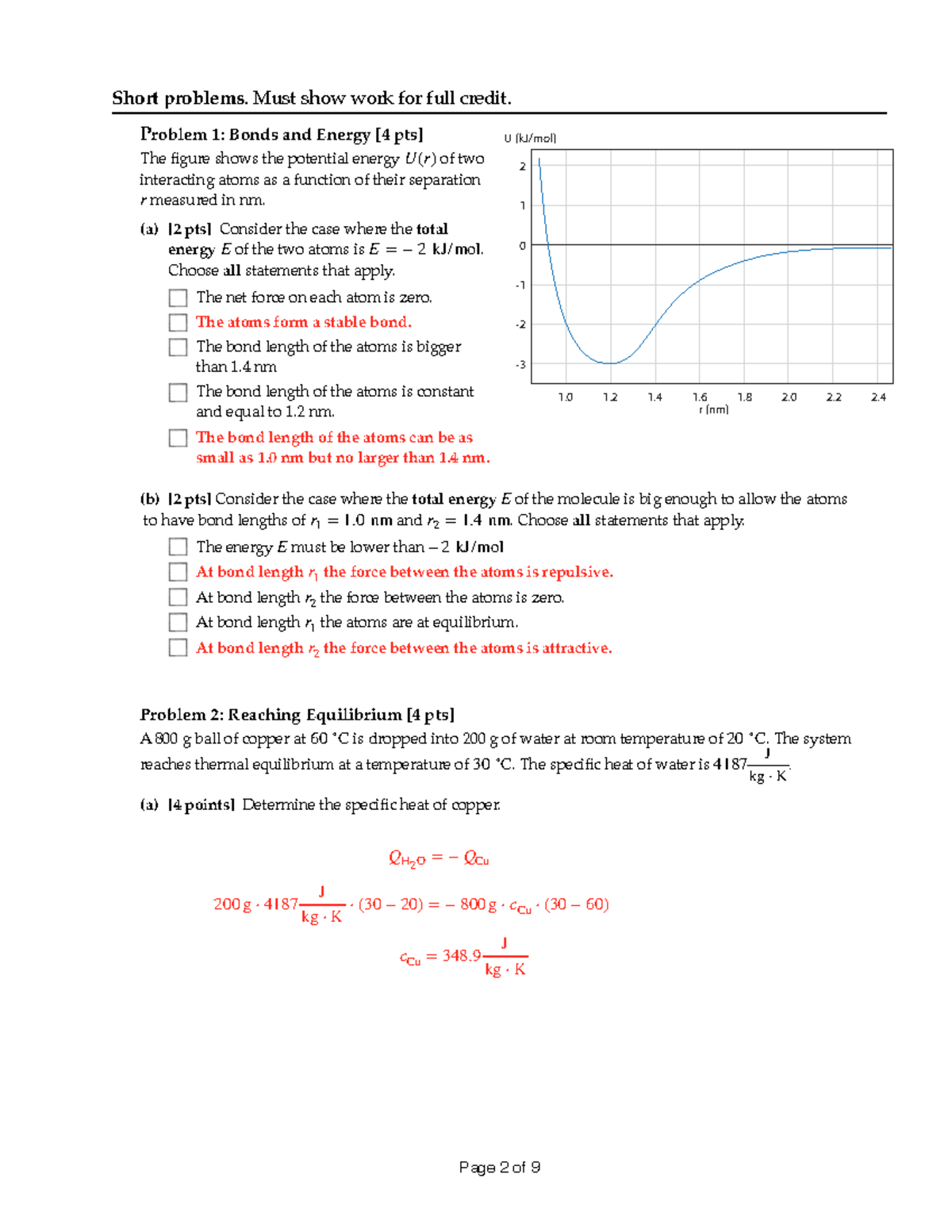 Exam 1 - Solutions - Good Luck with this extra practice. - Short ...