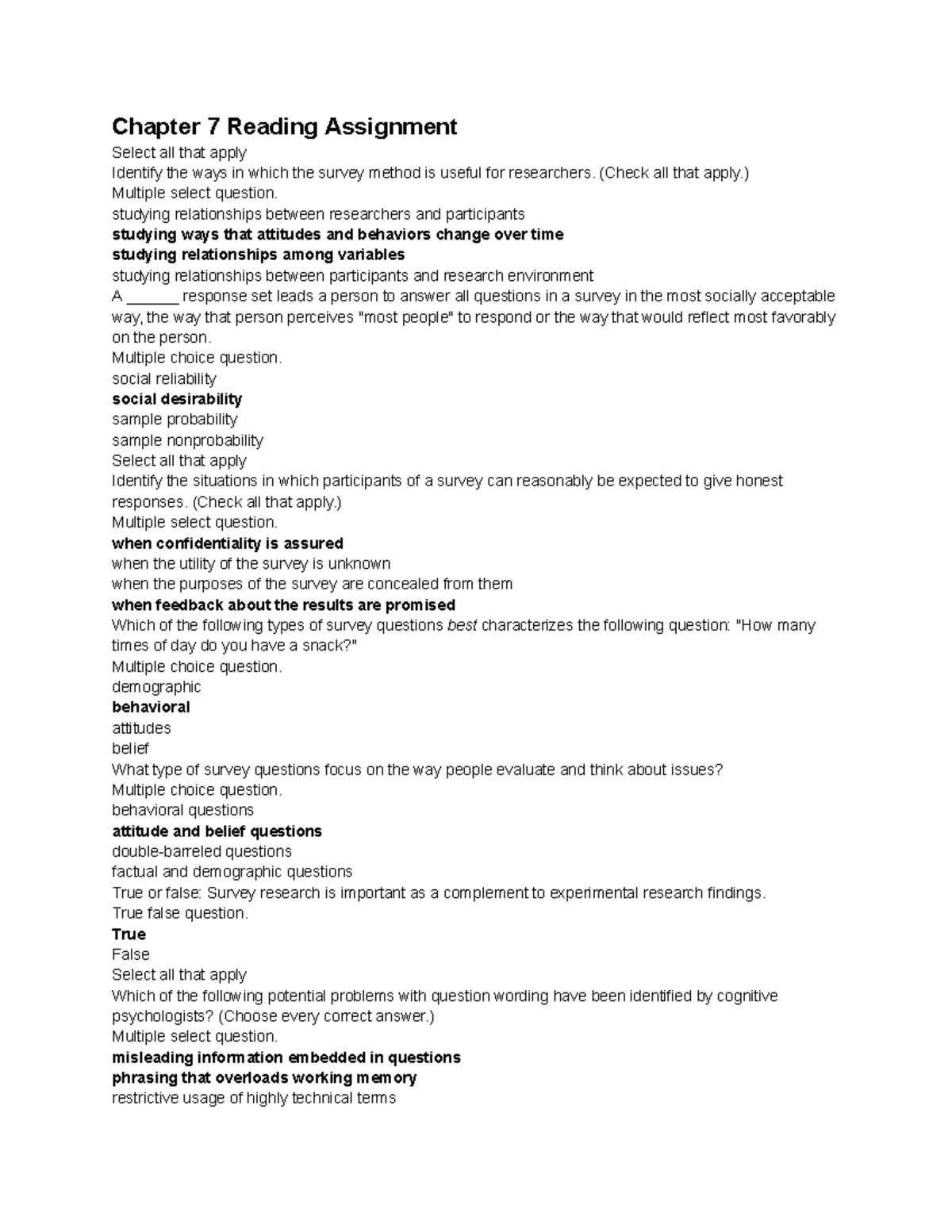 Chapter 7 Reading Assignment - Chapter 7 Reading Assignment Select all that apply Identify the ...