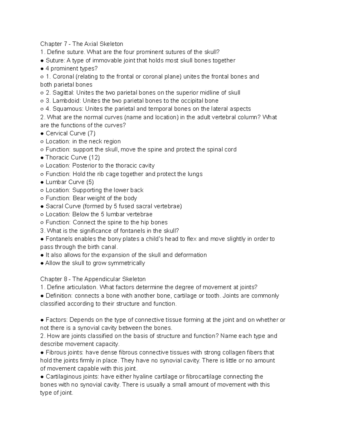 The Axial Skeleton pt.2 - Chapter 7 - The Axial Skeleton Define suture ...