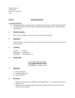 PHY111L Lab 4 Projectile motion 3 - Lab 4: Projectile Motion Shayna Stiffler, Phy-111 R Learning ...