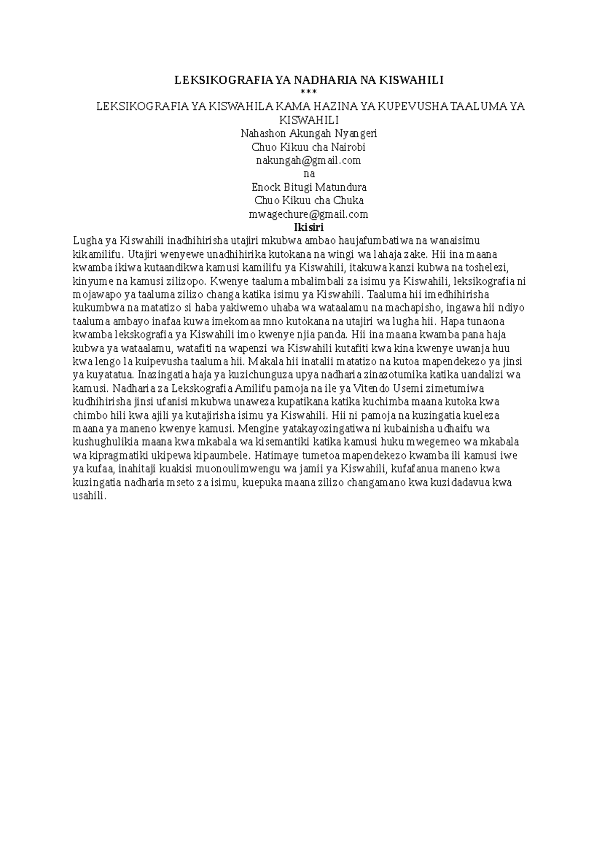 Leksikografia YA Nadharia NA Kiswahili-1 - LEKSIKOGRAFIA YA NADHARIA NA ...