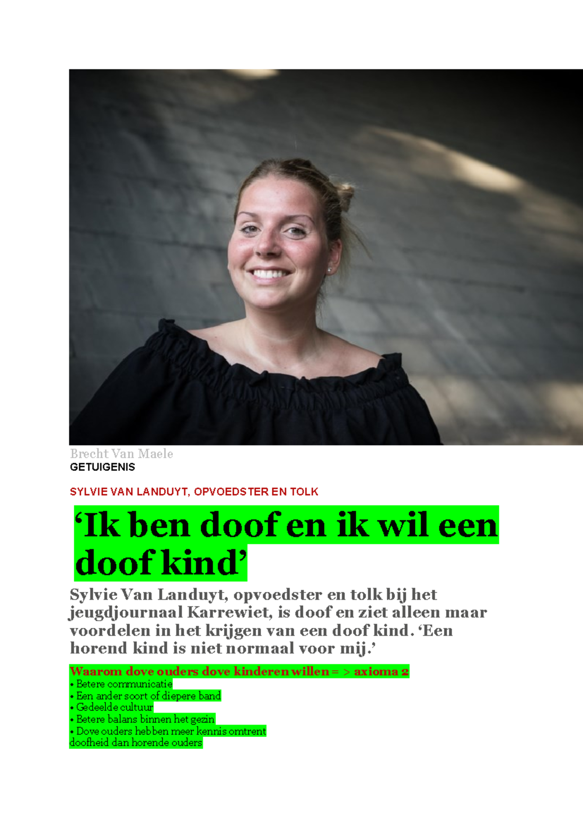Ik ben doof en ik wil een doof kind voorbereidingsoefening - Brecht Van ...