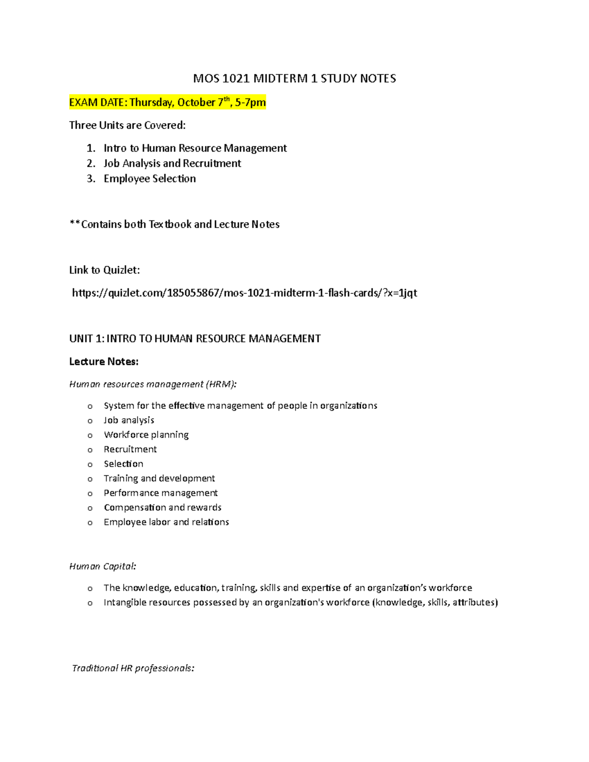 MOS 1021 Midterm 1 Study Notes - MOS 1021 MIDTERM 1 STUDY NOTES EXAM ...