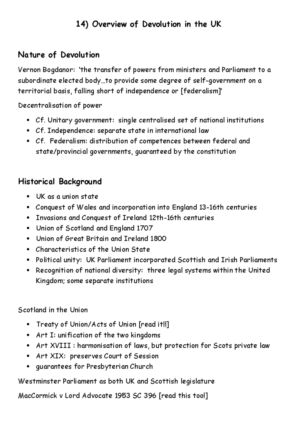 14 Overview Of Devolution Provide Some Degree Of Self Government On A Territorial Basis